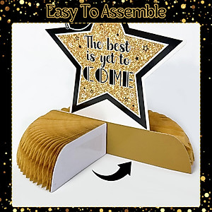 9PCS Graduation Party Decorations Class of 2024 Congrats Grad Table Centerpiece Congratulate Graduation Black and Gold Honeycomb Table Toppers for Graduation Party Supplies