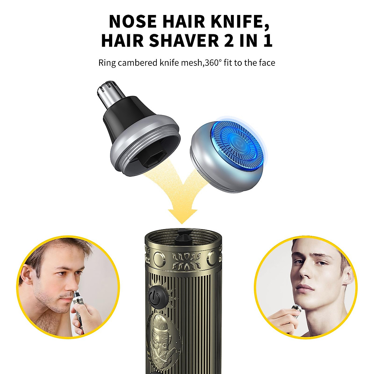 Bestauty Beard Trimmer, Barber Clippers Set Nose Hair Trimmer for Men Professional Cordless 2500mAh Waterproof Hair Clippers for Haircut Carving Shaving Trim Nose Hair (Bronze)