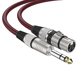 XLR Female to 1/4" TRS Cable 6ft 2Pack, BIFALE Nylon Braided Microphone Cable Balanced 6.35mm (1/4 Inch) TRS to XLR Cable Heavy Duty Mic Cable
