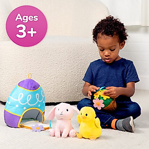 PREXTEX Easter Egg Stuffed Animals Plushie with Toy Accessories - Zip Up Small Toys with Storage | Kids Stuffed Animal Dolls, Baby Gift Bag, Party Favor, Birthday Gift Set | Baby Boy & Girl Age 3-5+