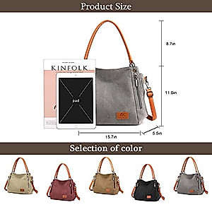 Women's Canvas Vintage Shoulder Bag Hobo Daily Purse Large Tote Top Handle Shopper Handbag (Black)