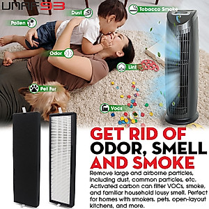 VNAF93 2 Sets T500 True HEPA Filter And Carbon Pre Filter Replaces TF-60 / TF60-MP TF60 Filter Compatible With Alen T500 Tower Air Purifier