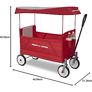 Radio Flyer 3957A EZ Wagon with Canopy, Folding Trolley for Kids, Garden and Cargo cart, Ages 1.5+, Red