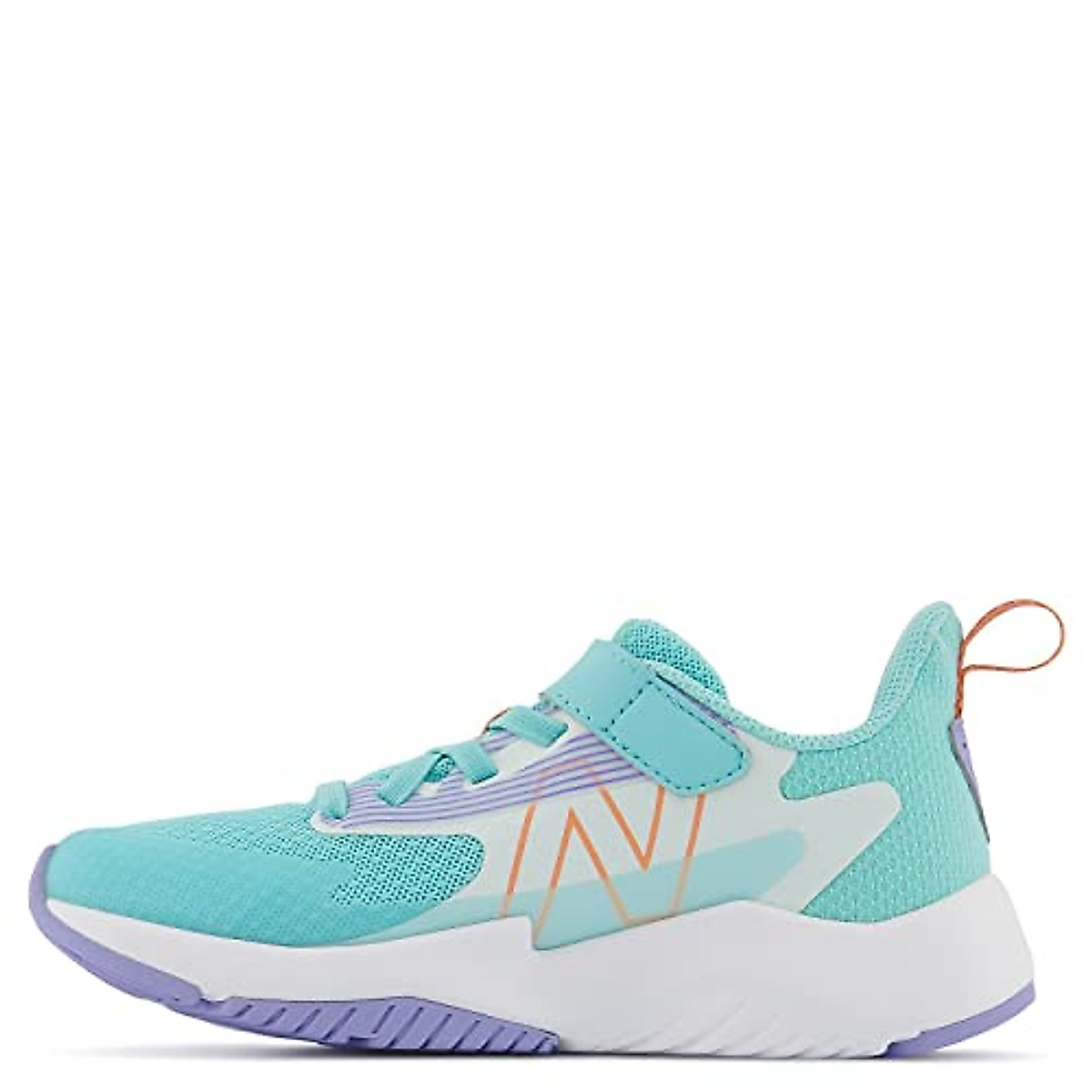 New Balance Kid's Rave Run V2 Hook & Loop Running Shoe, Surf/Peach Glaze/Magic Hour, 2 Little Kid