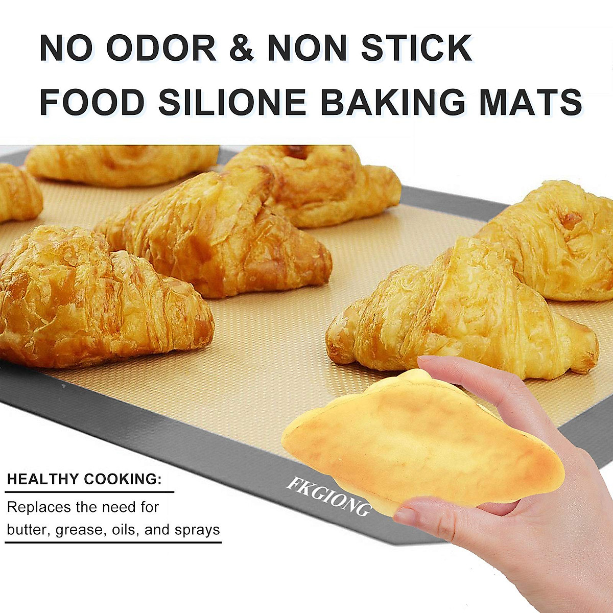 Silicone Baking Mat - Nonstick Large Baking Mat Set of 3-2 Half Sheets Mats (11 5/8" x 16 1/2") + 1 Quarter Sheets - Extra Thick Reusable Bakeware Mats for Cookies, Pastry, Bread, Bun, Fondant