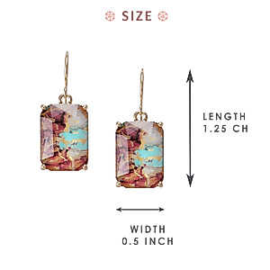 Bonaluna Atlantic Ocean Turquoise Glass Geometric Square Dangle Statement Earrings for Women