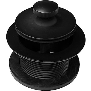 Westbrass A594144-62 14" Tubular Bath Waste & Overflow Assembly with Twist & Close Drain Plug and Two-Hole Faceplate, Matte Black