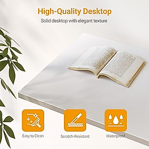 CubiCubi 47 Inch L Shaped Computer Desk with Storage Shelves, Home Office Corner Desk Study Writing Table, White