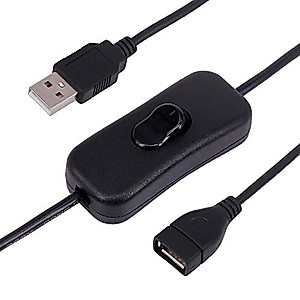USB Cable with Switch, Yeebline 3-Pack USB Male to Female Extension Cord Inline Rocker On/Off Switch for Driving Recorder, LED Desk Lamp, USB Fan, LED Strip (3 Pack Black)