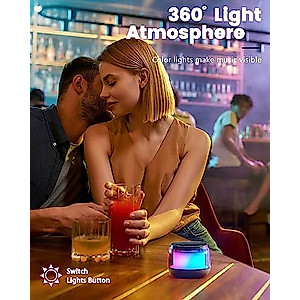 LENRUE Portable Bluetooth Speakers with Colorful Lights, Loud Sound, Small Bluetooth Speaker with Wireless Stereo Pairing, Mini Gifts for Kids, Teen, Girls, Boys, Women