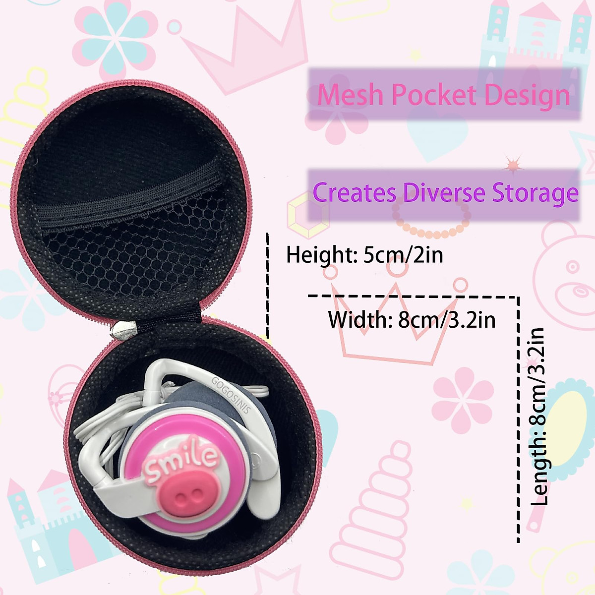 GOGOSINIS Earbuds Set with Case for Kids for School, Wired Over-Ear 3.5mm Headphones for Phone and PC, Wrap Around Ear Buds with Earhook for Kids 3-8, Comfortable Earphones with Hook (Unicorn)