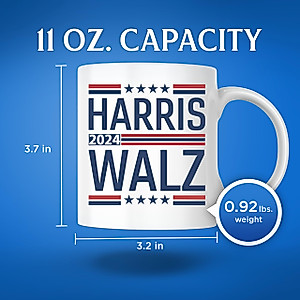 Bliss Monkey Co. Harris Walz 2024 Coffee Mug - Kamala Harris and Tim Walz Waltz '24 Election - 11 Ounce Coffee Cup - Premium Quality Ceramic - HWM005