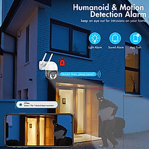 WONSDAR 5MP Security Camera Outdoor Wireless, Home WiFi IP Cameras Color Night Vision, Pan/Tilt/Zoom 360° View Outside Surveillance Camera, Motion Detection/Auto Tracking, Two Way Audio, Waterproof