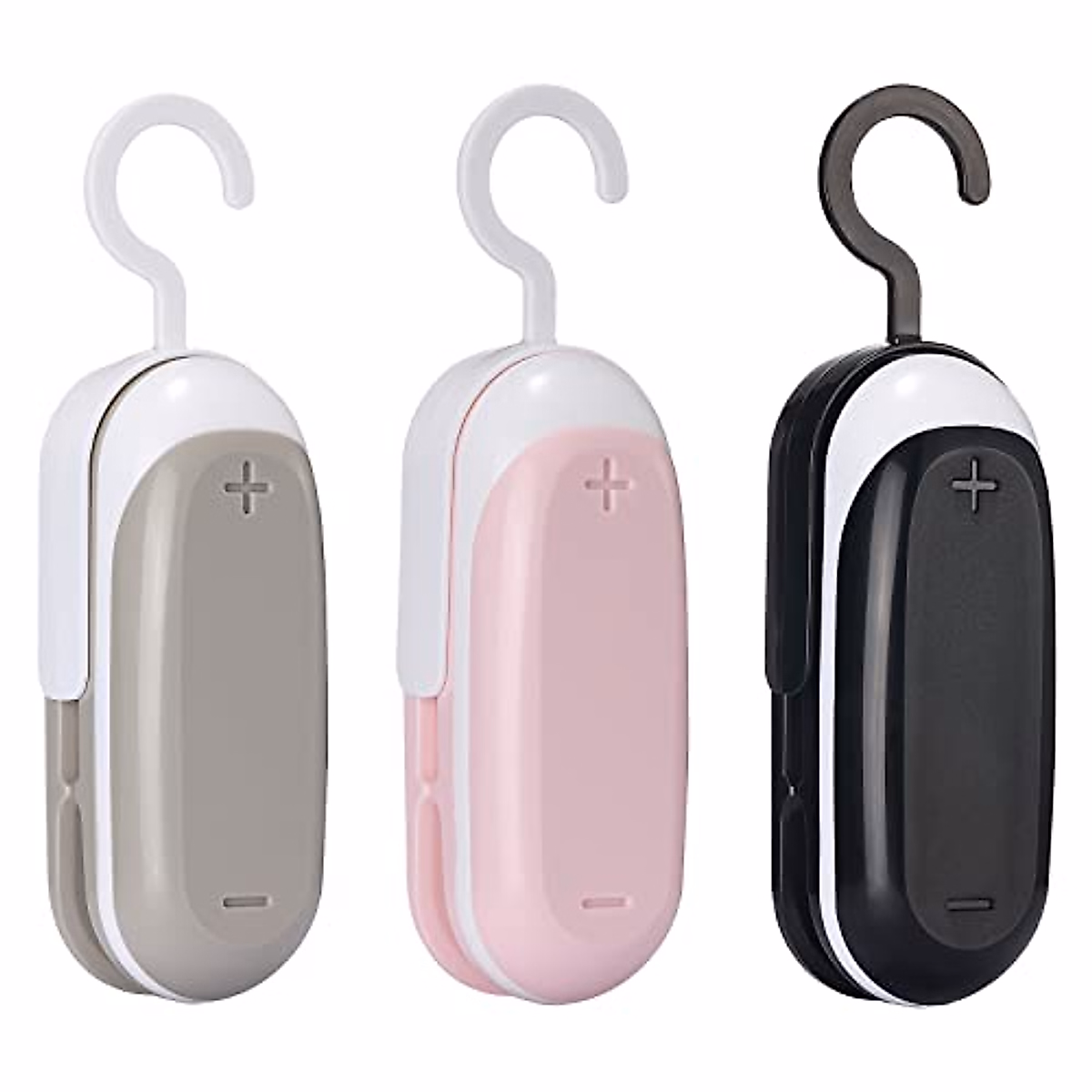 Mini Bag Sealer, 3 Packs Portable Heat Vacuum Sealers, Chip Bag Sealer with Cutter 2 in 1 Heat Sealer Food Sealer Bag Resealer Handheld with Hook for Plastic Bags Food Storage