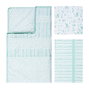 Trend Lab Taylor 3 Piece Crib Bedding Set, Can Be Used As A Blanket Or A Playmat for Tummy Time, Includes Quilt, Fitted Crib Sheet and Skirt