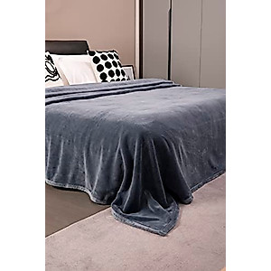 Mellowdy Extra Thick Hearty Plush Flannel Blanket (Dark Grey, 90x90) - 500GSM Queen Size Warm Blanket for Winter, Fall | Soft, Fluffy, Cuddly, Perfect for Bed, Oversized Throw for Couch, Sofa