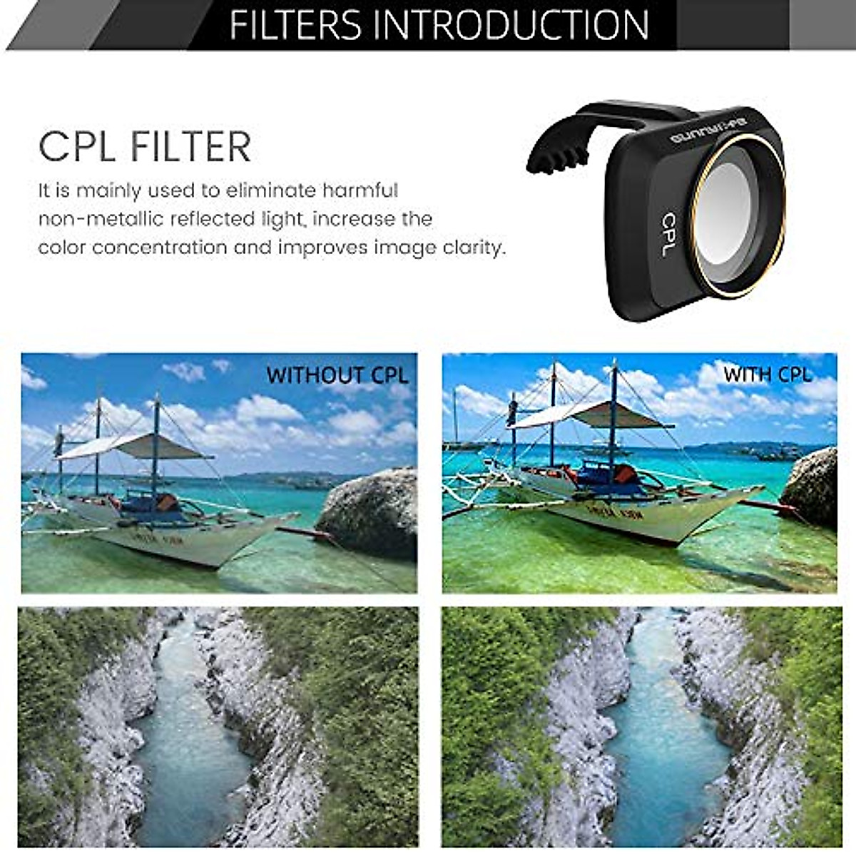 Lens Filter Set Compatible with DJI Mini 2/Mavic Mini/Mini SE/Mini 2 SE Accessories 6Pcs Filter Combo Multi Coated Filters Camera Lens (CPL MCUV ND4 ND8 ND16 ND32)