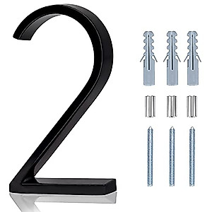 Floating House Numbers - 5 Inch Modern Address House Numbers With Nail Kit And Instructions Easy To Install High Gloss Black Number 2