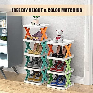 A.B Crew 6-Tier Shoe Rack, Stackable Shoe Storage Organizer for Entryway Bedroom Space-Saving Shoe Rack Shoe Slots Organizer Shelf Small Shoe Tower Rack for Hallway Walkway Balcony Orange
