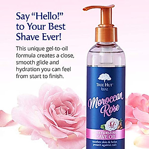 Tree Hut Bare Moroccan Rose Moisturizing Shave Oil, 7.7 fl oz, Gel-to-Oil Formula, Ultra Hydrating Barrier for a Close, Smooth Shave, For All Skin Types