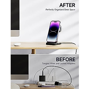 3 in 1 Charging Station, Foldable Charger Stand for Multiple Devices, iPhone Charging Station with 18W Wall Adapter, Fast Charge Portable Travel Charger Compatible with iPhone, iWatch, AirPods