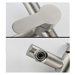 KMZSHPJNY Stainless Steel Kitchen Wall-Mounted Bathroom Bathtub Long spout Water Outlet 360-degree Rotating Sink Hanging Balcony Faucet, Brushed