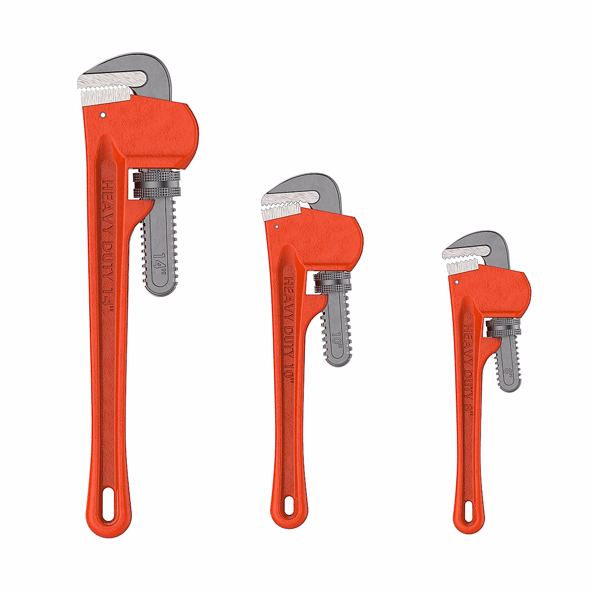 Stalwart - 75-HT3012 Plumbers Pipe Wrench, 3 Piece 14-Inch, 10-Inch, 8-Inch Set – Home Improvement Hand Wrenches with Adjustable Jaws and Storage Pouch by