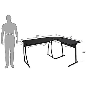 GOOD & GRACIOUS L-Shaped Gaming Desk, 58x44 Inch L Shape Desk, Corner Desk for Home Office, Modern Home Office Study Writing Workstation L Table, Easy Assembly, Black