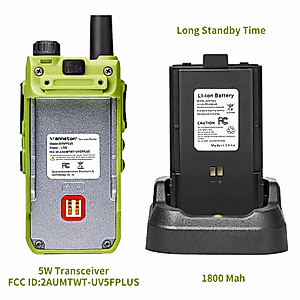 Wanneton UV5F ham Radio Handheld Dual Band Two Way Radio Rechargeable Walkie Talkies with One-Key decoding Copy Frequency and Super Bright Flashlight and Large Battery
