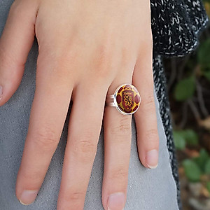GRAPHICS & MORE Harry Potter Gryffindor Plaid Sigil Silver Plated Adjustable Novelty Ring