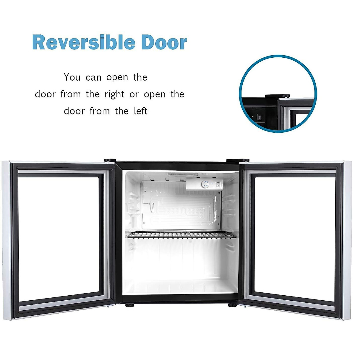 WATOOR Wine Cooler and Beverage Refrigerator 1.6 Cubic Feet 60 Cans Mini Fridge with Glass Reversible Door for Soda Beer or Wine