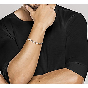 Miabella 925 Sterling Silver Italian 5mm Solid Diamond-Cut Cuban Link Curb Chain Bracelet for Men Women, Made in Italy (8.00 Inch)