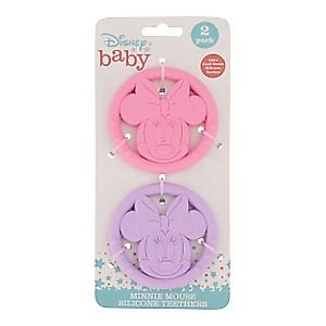 Cudlie Disney Silicone Teether Toy Set for Infants, Food Grade and BPA Free Teethers for Babies 6-12 Months, 2-Pack Teether Toys for Newborns Minnie Mouse II