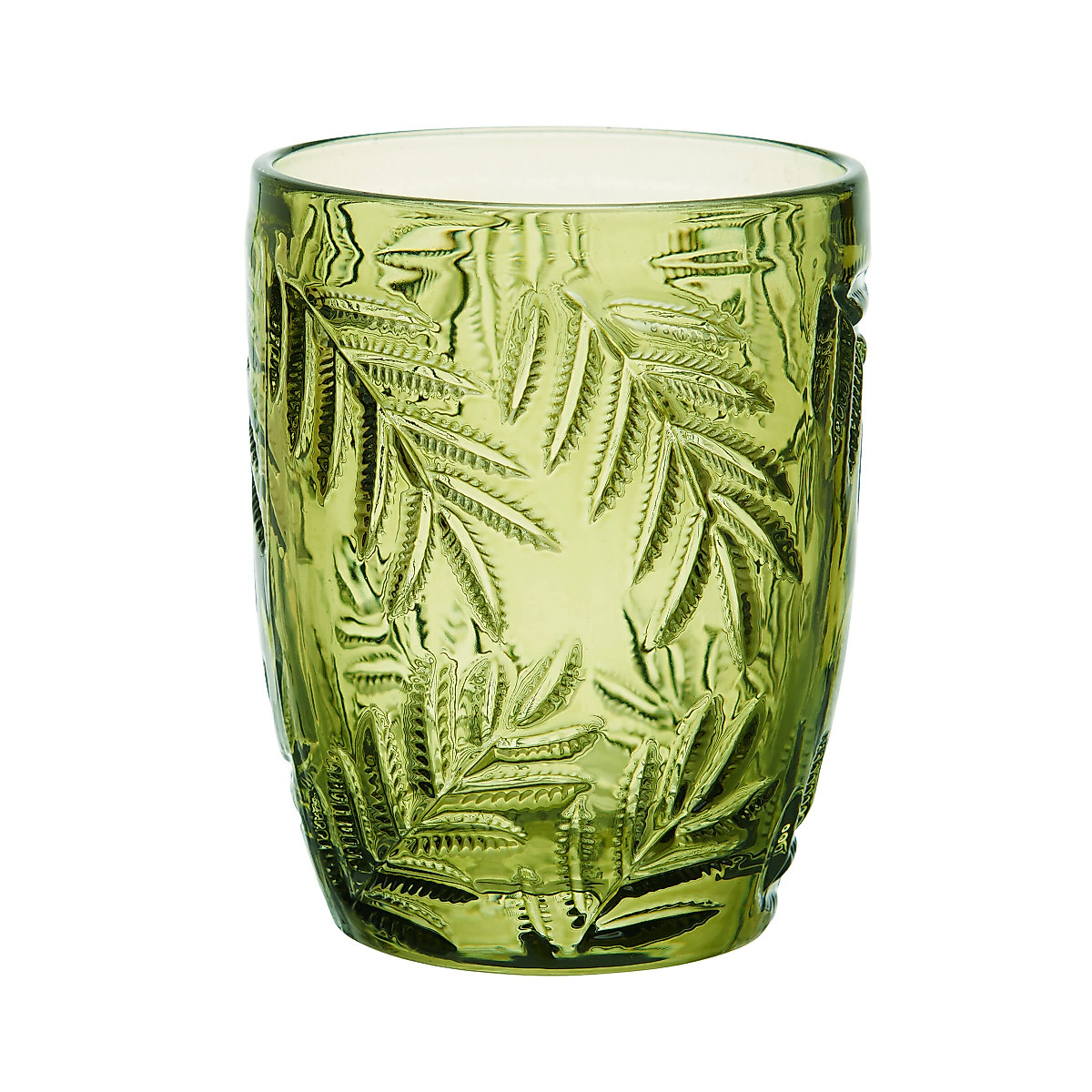 Fitz and Floyd Villa Palm Rocks Double Old Fashioned, Set of 4, Green