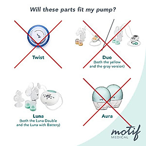 Motif Medical, Luna Double Pumping Kit, Replacement Parts for Breast Pump - Medium 24mm