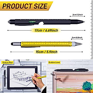 Gifts for Men Dad Him, Fathers Day,Multi-Tool 2Pc Pen Set,9 in 1 Multitool Pen,Unique Christmas Gifts for Men, Husband, Dad,Tool Gadget for Men Women, Stocking Stuffers Gifts for Men (Yellow)