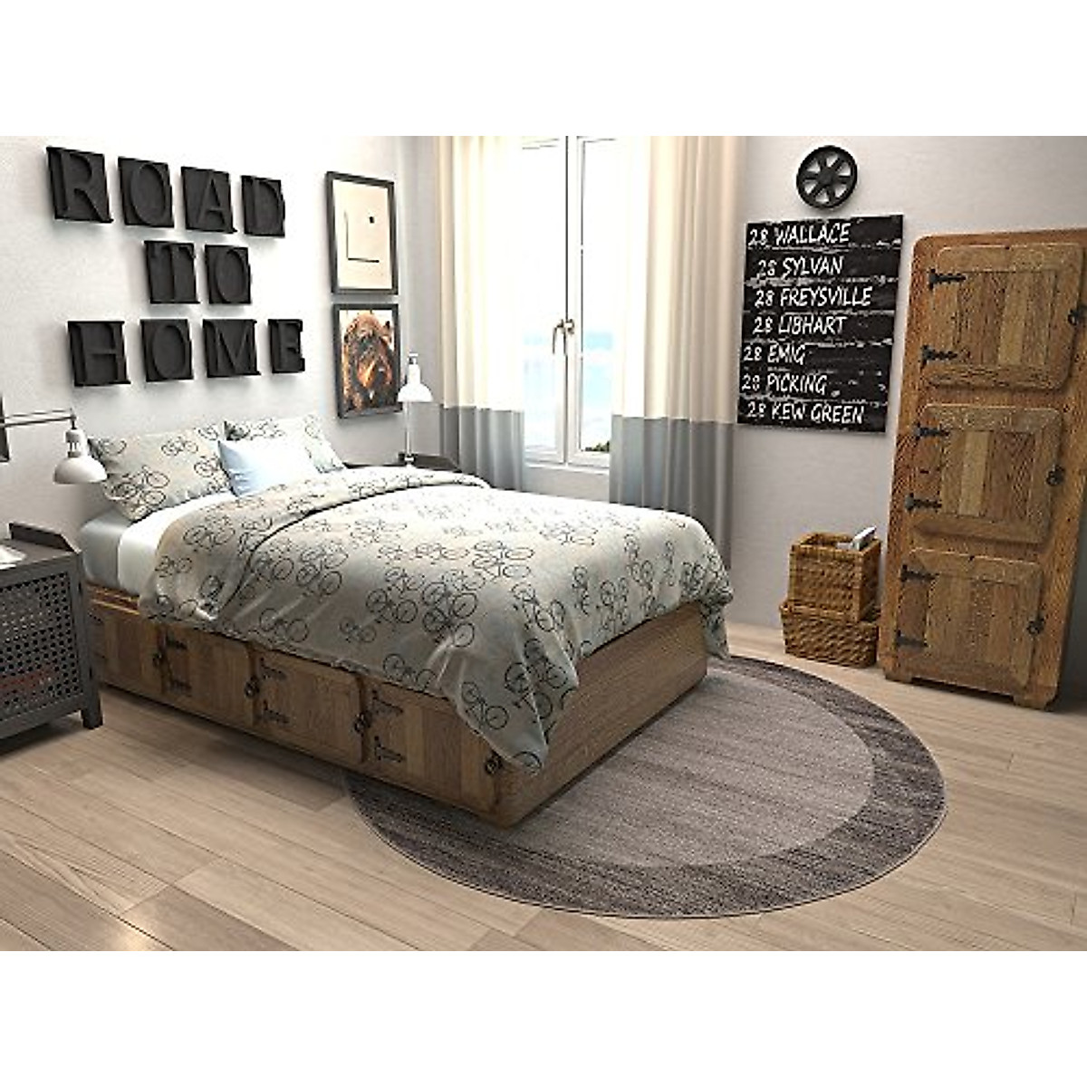 Unique Loom Del Mar Collection Area Rug-Transitional Inspired with Modern Contemporary Design, 6' 0 x 6' 0 Round, Light Gray/Beige