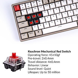 Keychron K2 75% Layout Bluetooth Wireless Mechanical Gaming Keyboard for Mac, Multitasking Type-C Wired 84 Keys Computer Keyboard for Windows with Keychron Mechanical Red Switch Aluminum Frame