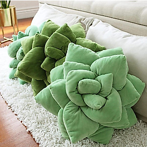 Evaner 3D Succulents Cactus Pillow, Cute Succulents, for Garden or Green Lovers Baby Green Plant Throw Pillows for Bedroom Room Home Decoration Novelty Plush Cushion,Blue