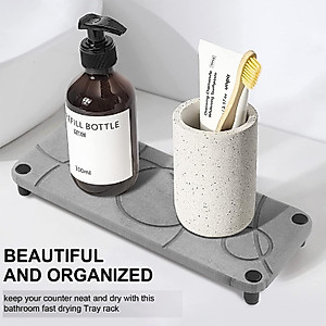 Instant Dry Sink Organizer, Stone Drying Mat for Kitchen Counter, Super Absorbent Diatomaceous Fast Drying Stone Sink Caddy, Kitchen Sink Tray, Soap Stand,Bathroom Sink Caddy with Stainless Steel Feet