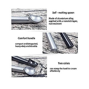 KHADLAN Ice Cream Scoop, Anti Freeze, Non-Stick Aluminium material - 7 inches (Black)