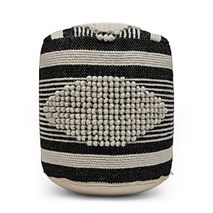 Christopher Knight Home Lucknow Pouf, White + Black, Small