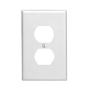 Leviton 80503-W 1-Gang Duplex Device Receptacle Wallplate, Midway Size, Thermoset, Device Mount, White