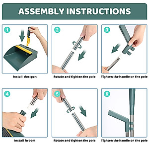 Broom with Dustpan Combo Set,180° Rotating Long Handle Broom and Dust Pan Set for Home Kitchen Office Indoor Outdoor Cleaning,Easy Storage.