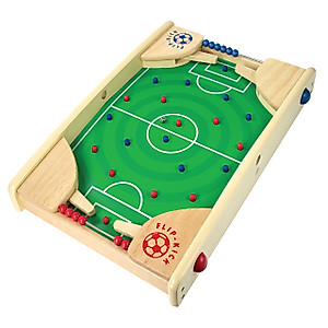 Flipkick: Wooden Tabletop Football/Soccer Pinball Games, Indoor Portable Sport Table Board for Kids and Family