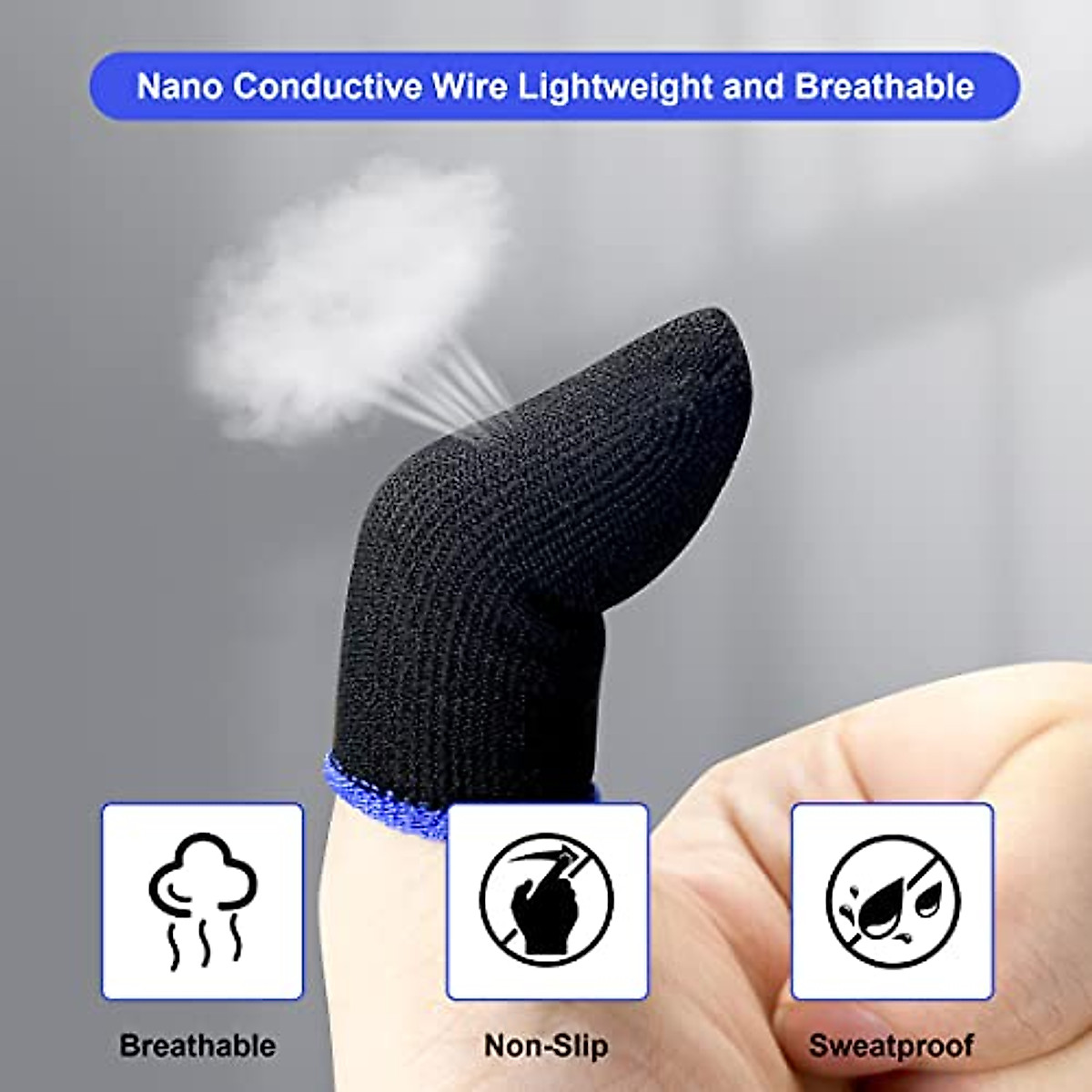 60 Pcs Gaming Finger Sleeves for Mobile Game, Anti-Sweat Breathable Seamless Thumb Finger Sleeve for League of Legend, PUBG, Rules of Survival, Knives Out, Fortnine