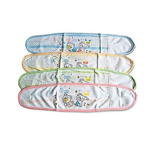 Lzttyee 4PCS Cotton Baby Infant Belly Band Cartoon Soft Umbilical Cord Navel Belt (Random Color)