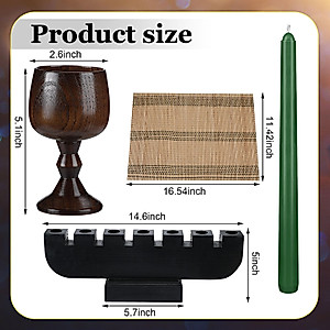 Zubebe 10 Pcs Kwanzaa Kinara Set 3 Red 3 Green 1 Black Kwanzaa Candles Set Black Kwanzaa Kinara Bamboo Table Mat Kwanzaa Candle Holder Wooden Wine Goblet for Kwanzaa Celebration Decoration
