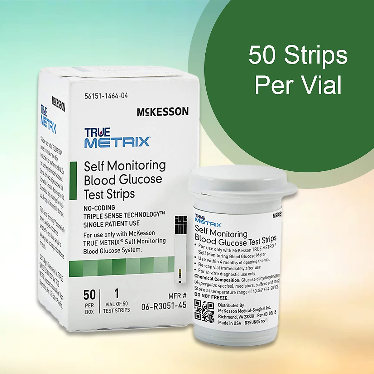 McKesson TRUE METRIX Self-Monitoring Blood Glucose Test Strips, 50 Strips, 3 Packs, 150 Total