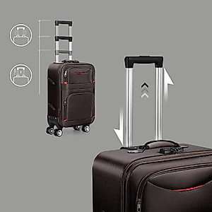 PINPON Luggage Sets 3 Piece, Softside Lightweight Expandable Luggage Sets with TSA Lock, Carry On Luggage with Spinner Wheels for Women Men, Travel Suitcase Lightweight (20/24 / 28, Brown)